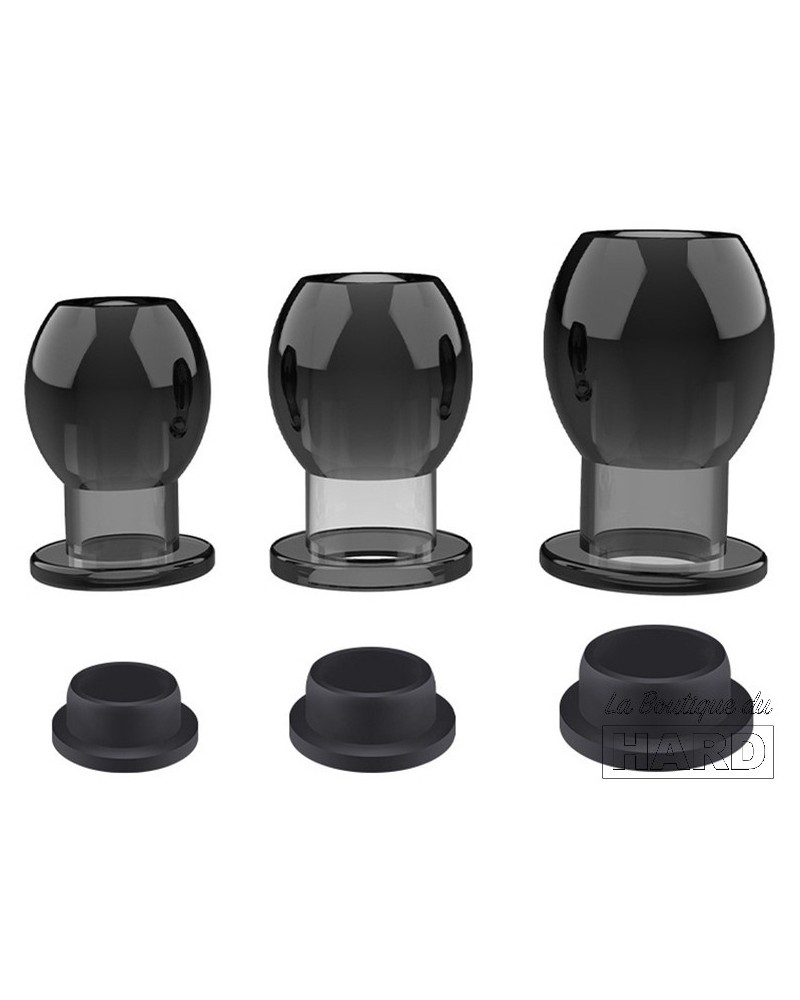 Plug Tunnel avec bouchon Hollow Stop Noir Taille 40 mm pas cher - L...